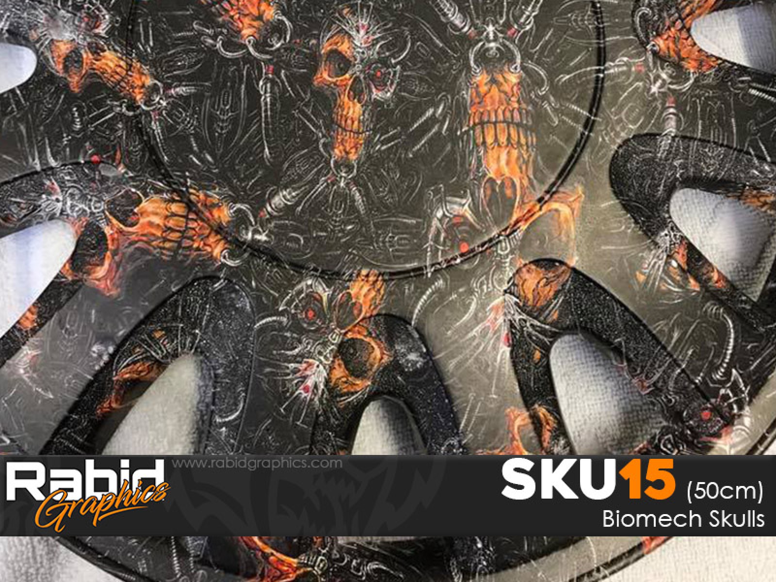 Biomech Skulls Hydrographics Film (50cm) - Rabid Graphics Ltd
